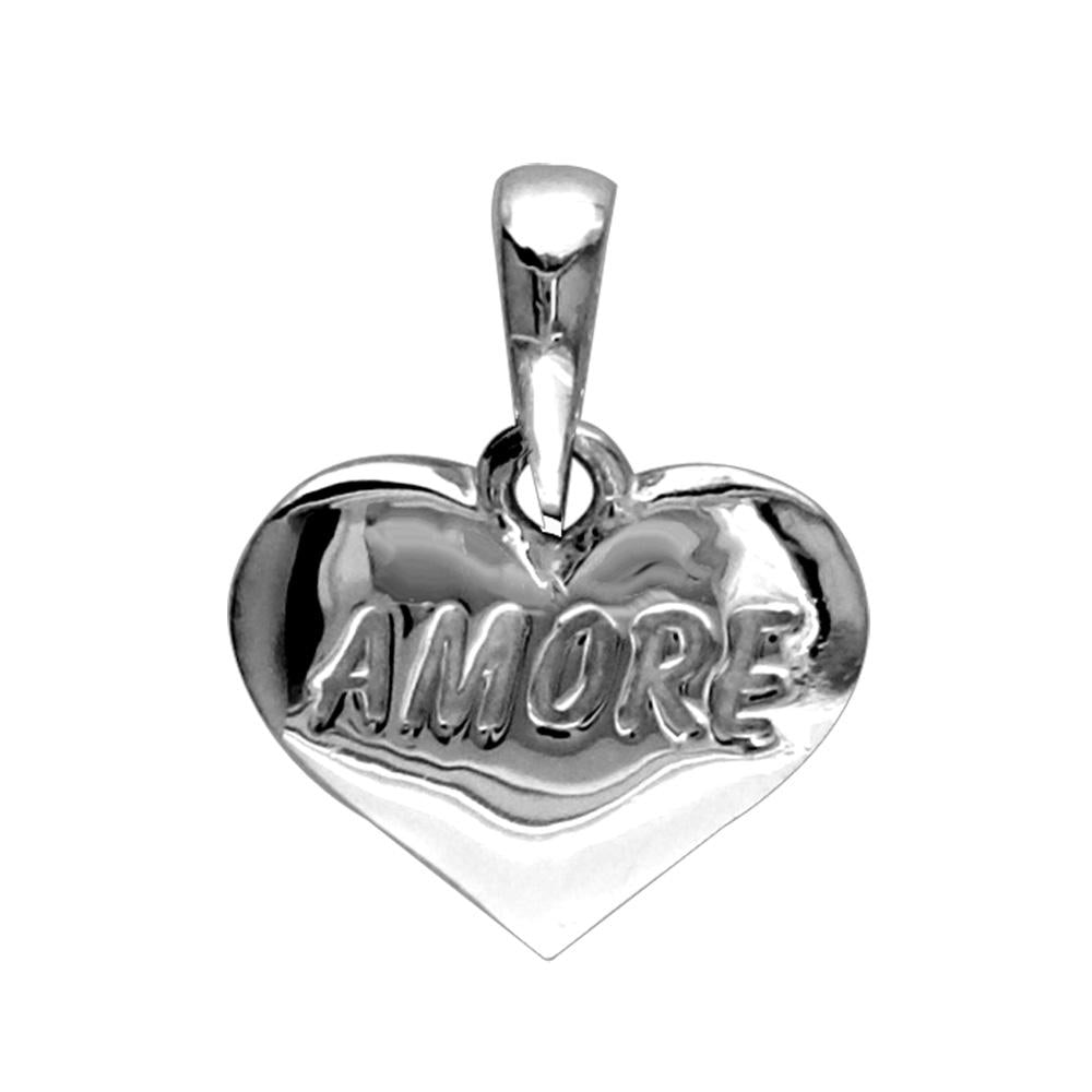 Small AMORE Engraved Heart Charm in Sterling Silver – Sziro Jewelry