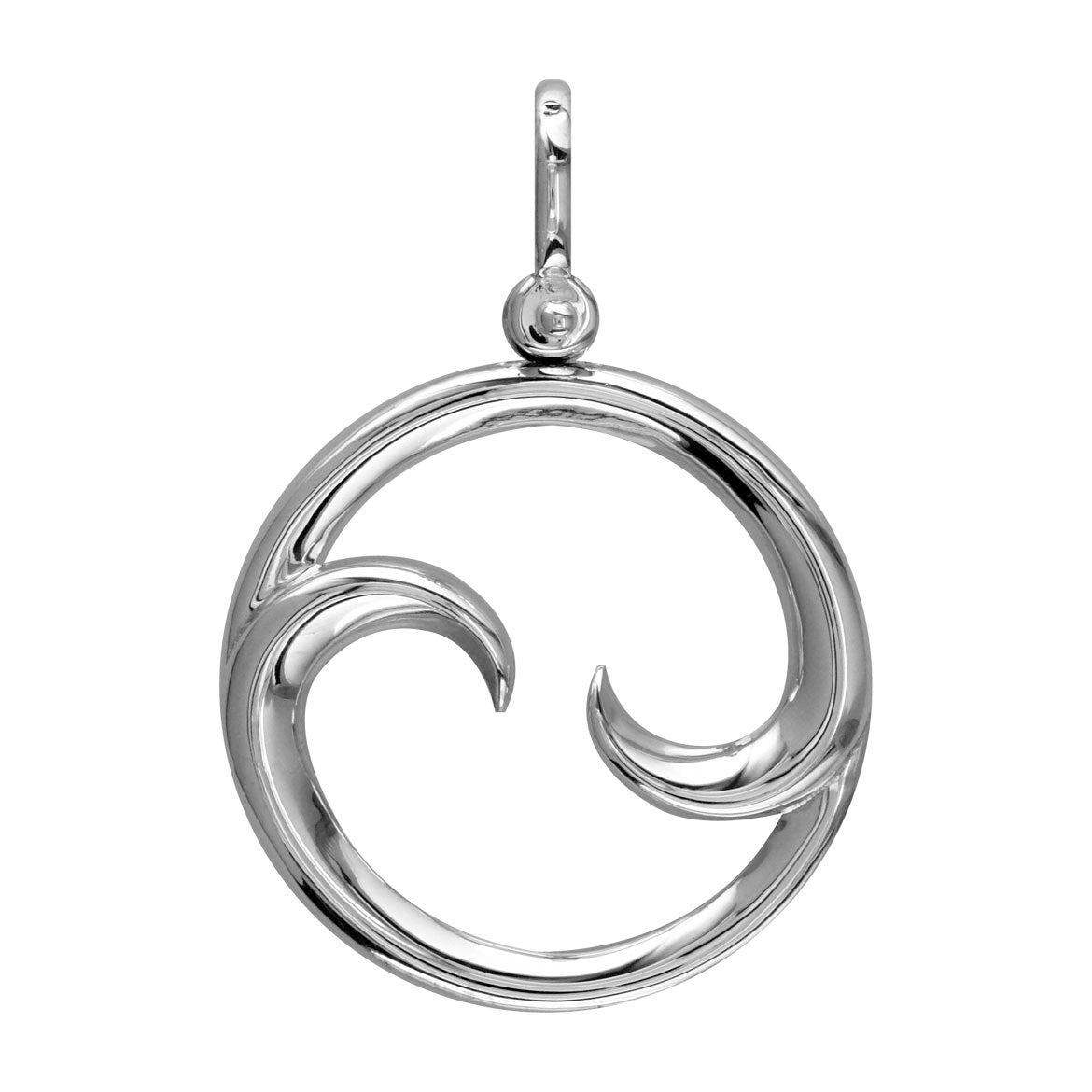 Large Circle Maori Koru New Beginnings Charm with Two Curls in 14k Whi ...
