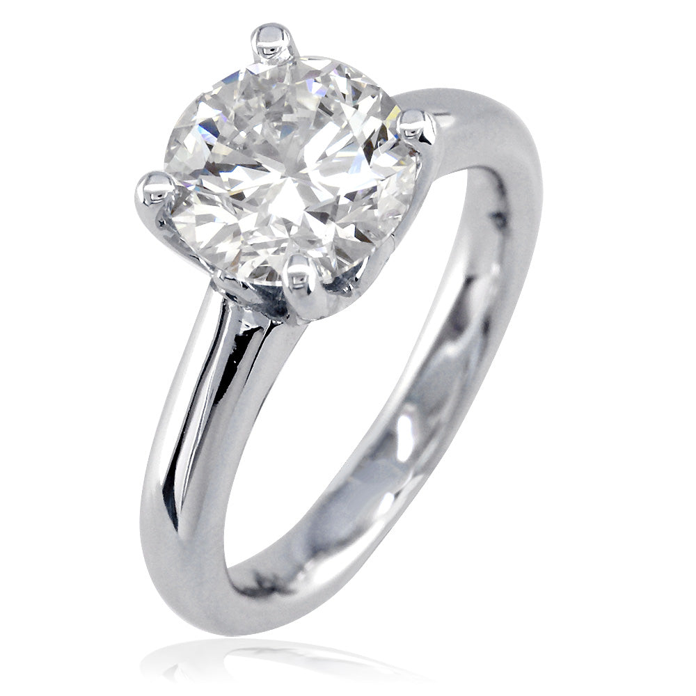 Solitaire Engagement Ring, Crown Setting in 14K White Gold – Sziro Jewelry