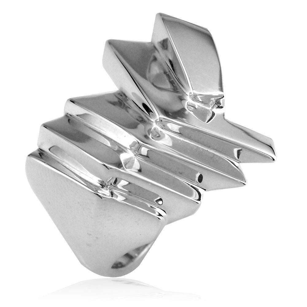 Large Angled Ring in 14k White Gold – Sziro Jewelry