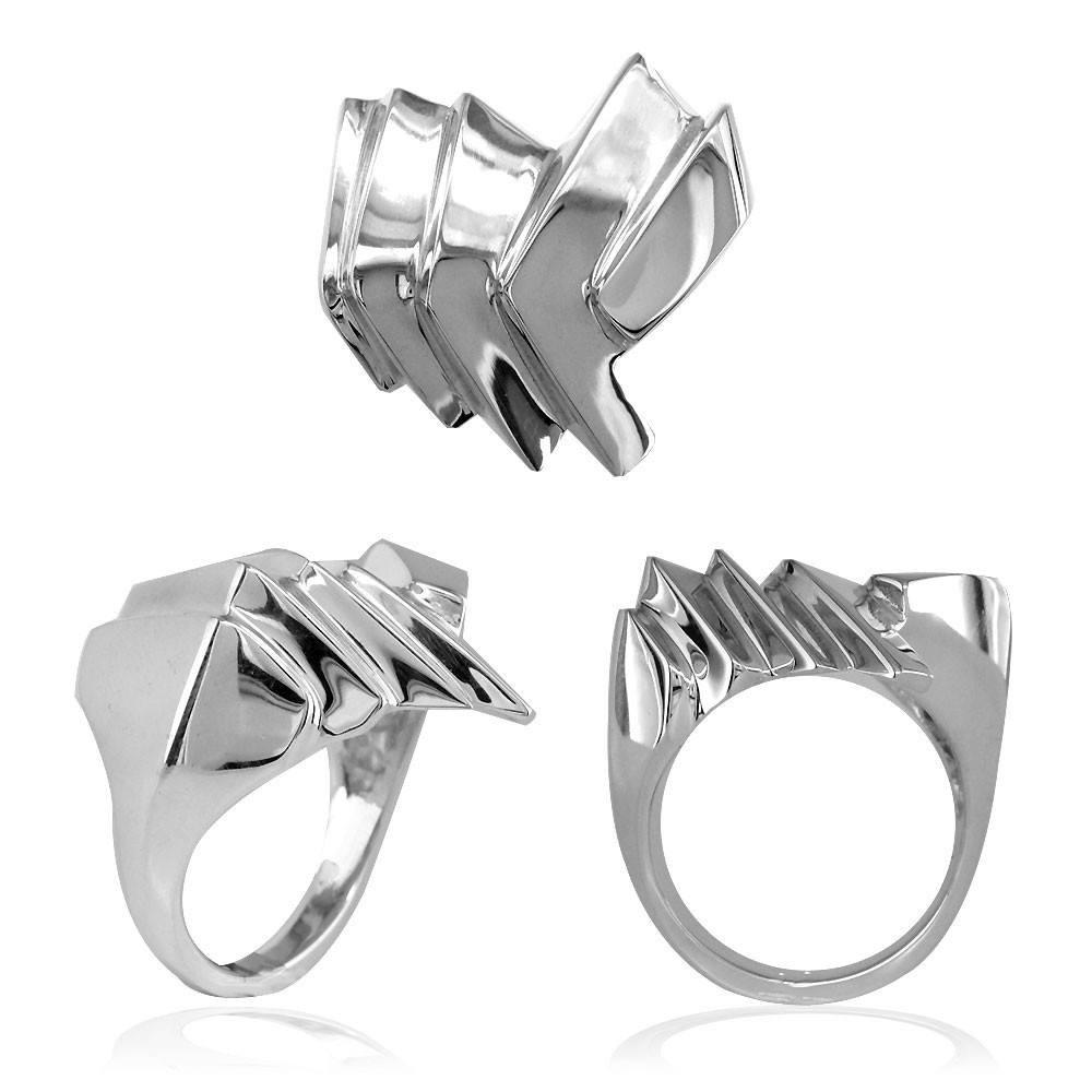Large Angled Ring in 14k White Gold – Sziro Jewelry